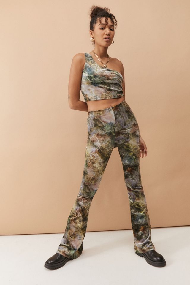 Urban Outfitters Archive Marble Print Flare Trousers | Urban Outfitters UK
