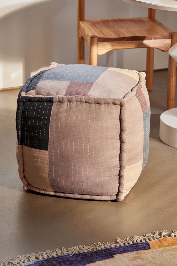 Patchwork Square Floor Pouf | Urban Outfitters UK