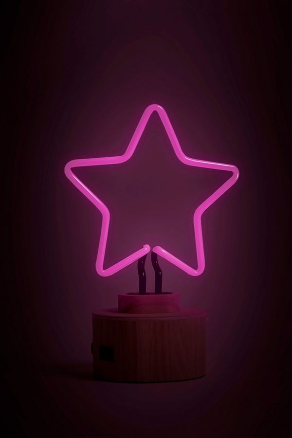 Gingersnap Pink Neon Star Table Light | Urban Outfitters UK