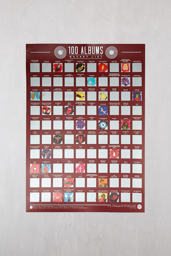 Gift Republic 100 Albums Bucket List Scratch Off Poster | Urban ...