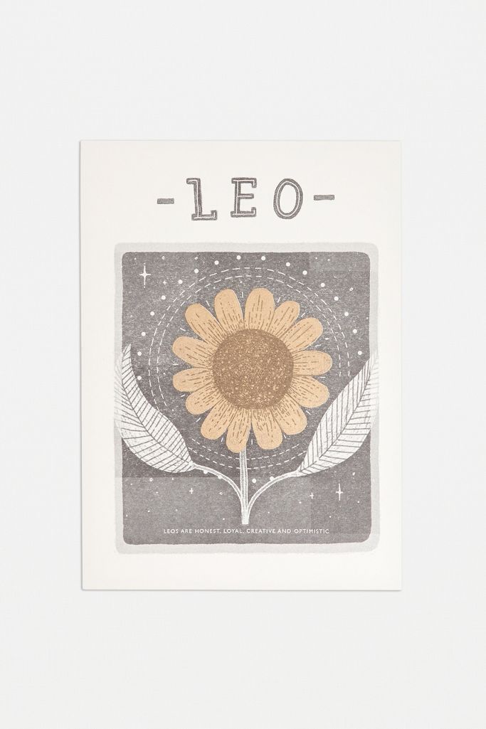 Leo Zodiac Flower Wall Art Print | Urban Outfitters UK