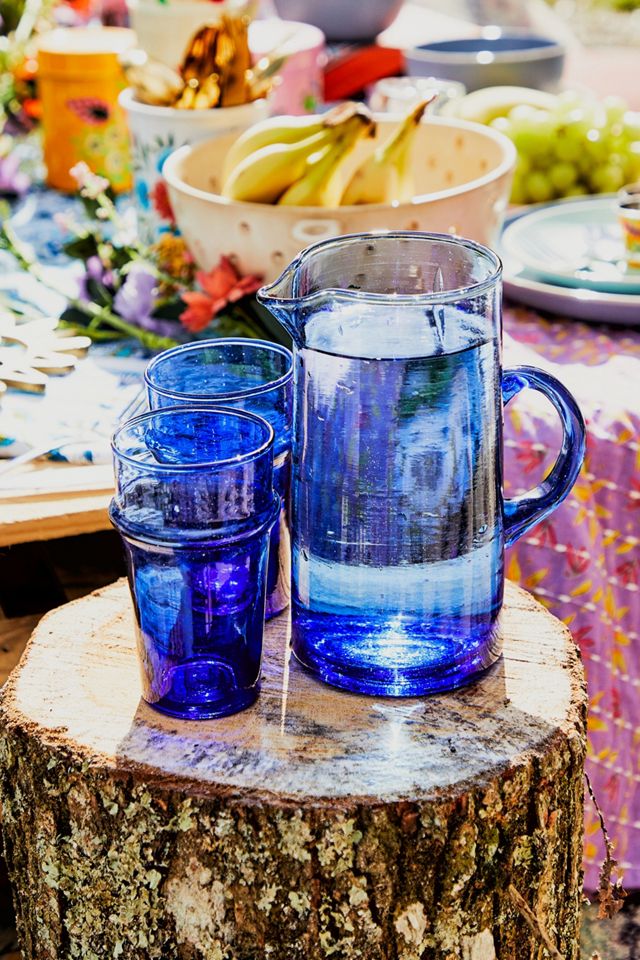 Blue Moroccan Glass Jug | Urban Outfitters UK