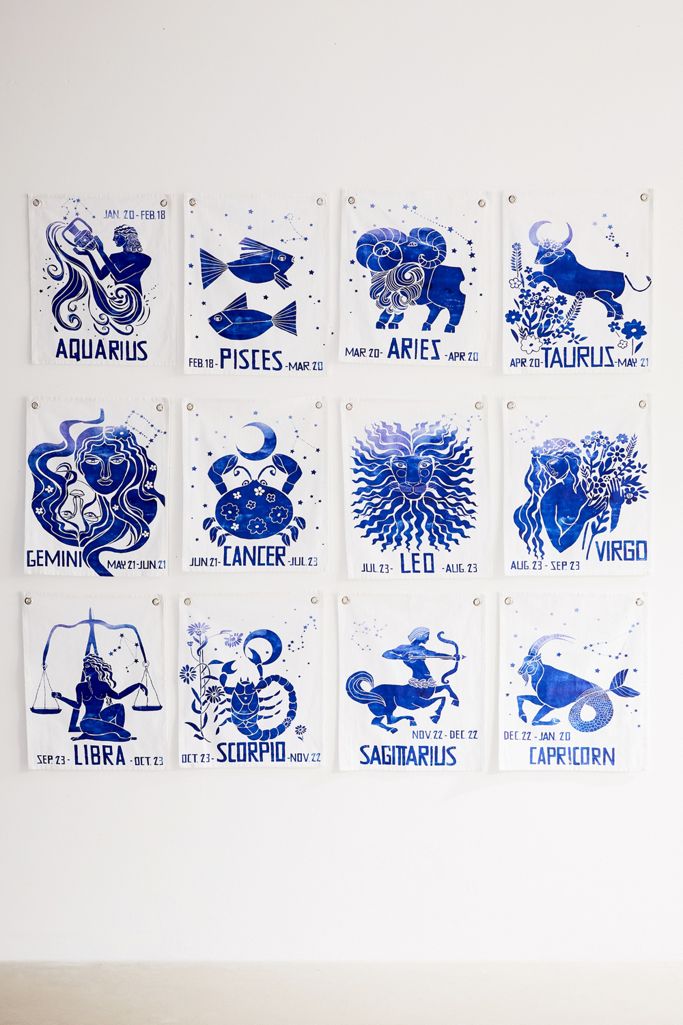Graphic Zodiac Flag Tapestry | Urban Outfitters UK