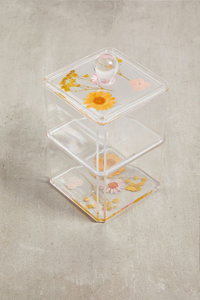 Cassia Pressed Flower Two-Tier Container | Urban Outfitters UK