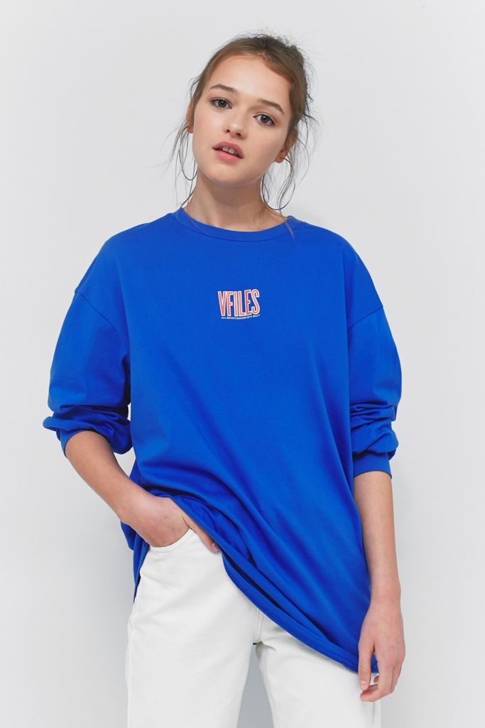 Vfiles Oversized Blue Long Sleeve T Shirt Urban Outfitters Uk