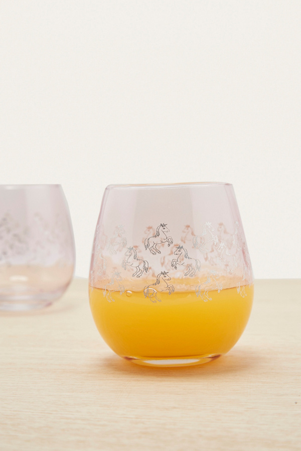 Unicorn Stemless Wine Glass Set | Urban Outfitters UK