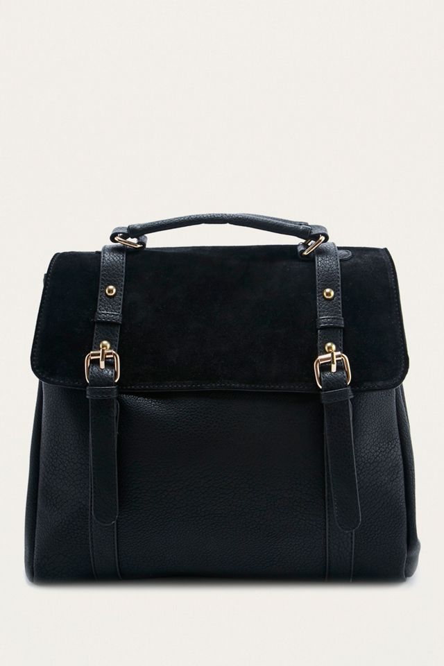 Black Suede Convertible Backpack | Urban Outfitters UK