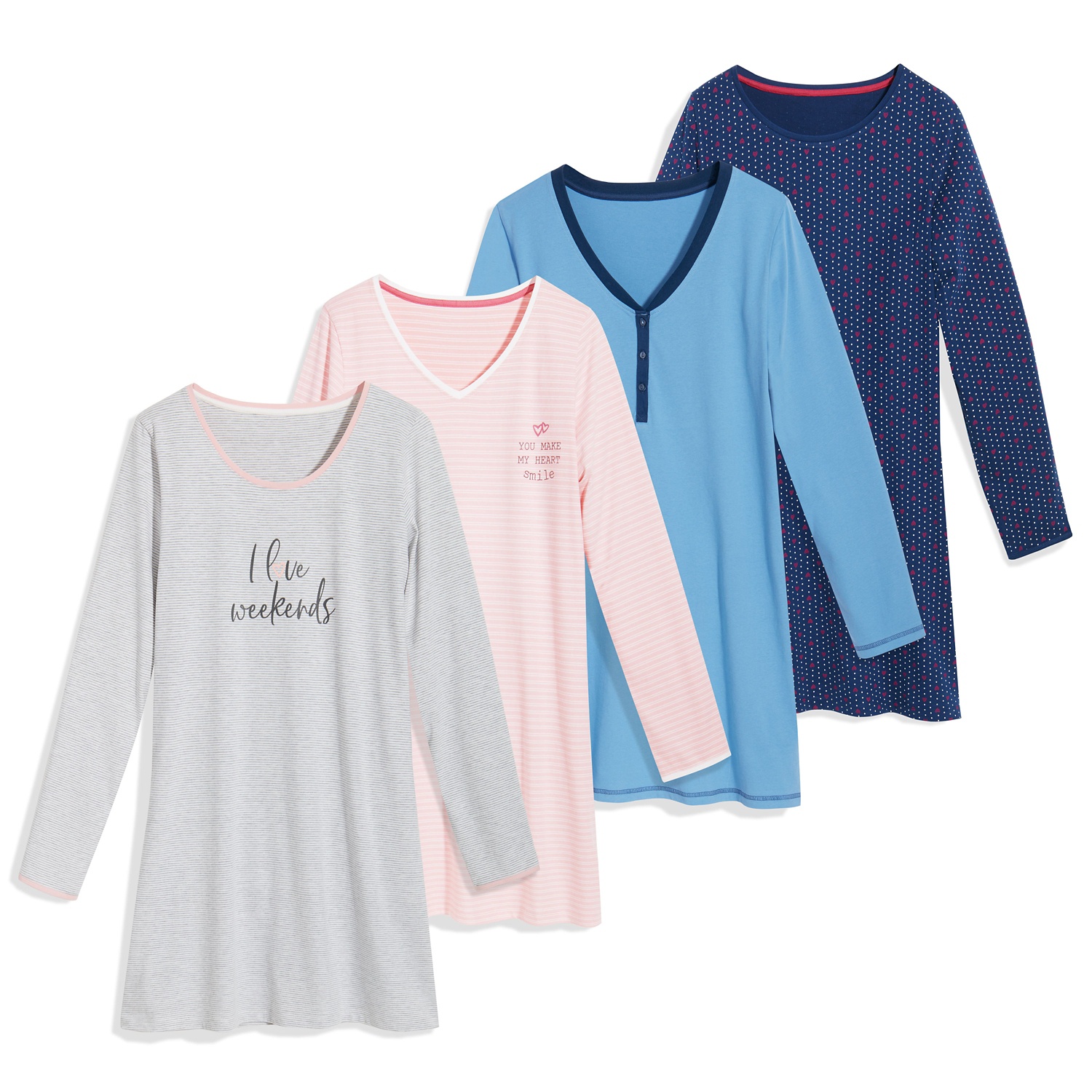 Blue Motion Damen Langarm Sleepshirt Baumwolle Bio Hofer