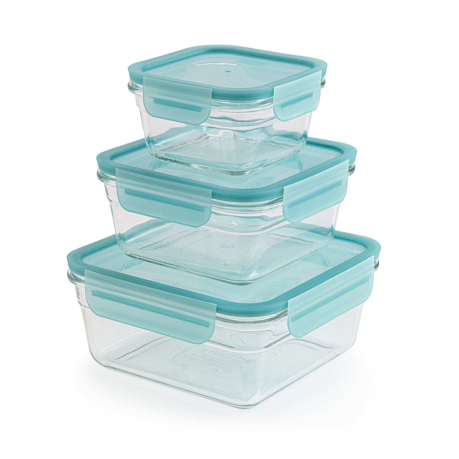 GLASSLOCK Glas-Frischhaltedosen-Set, 3-teilig, Blau, Quadrat | HOFER