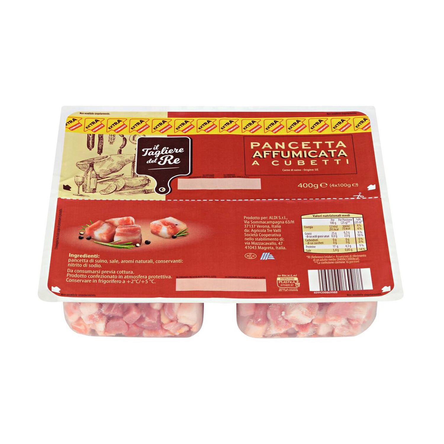 IL TAGLIERE DEL RE Pancetta a cubetti affumicata XXL | ALDI