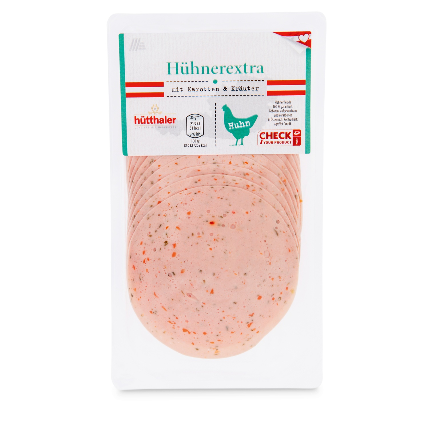 GENUSS 100% AUS ÖSTERREICH Hühner-Extrawurst, Karotte-Kräuter | HOFER