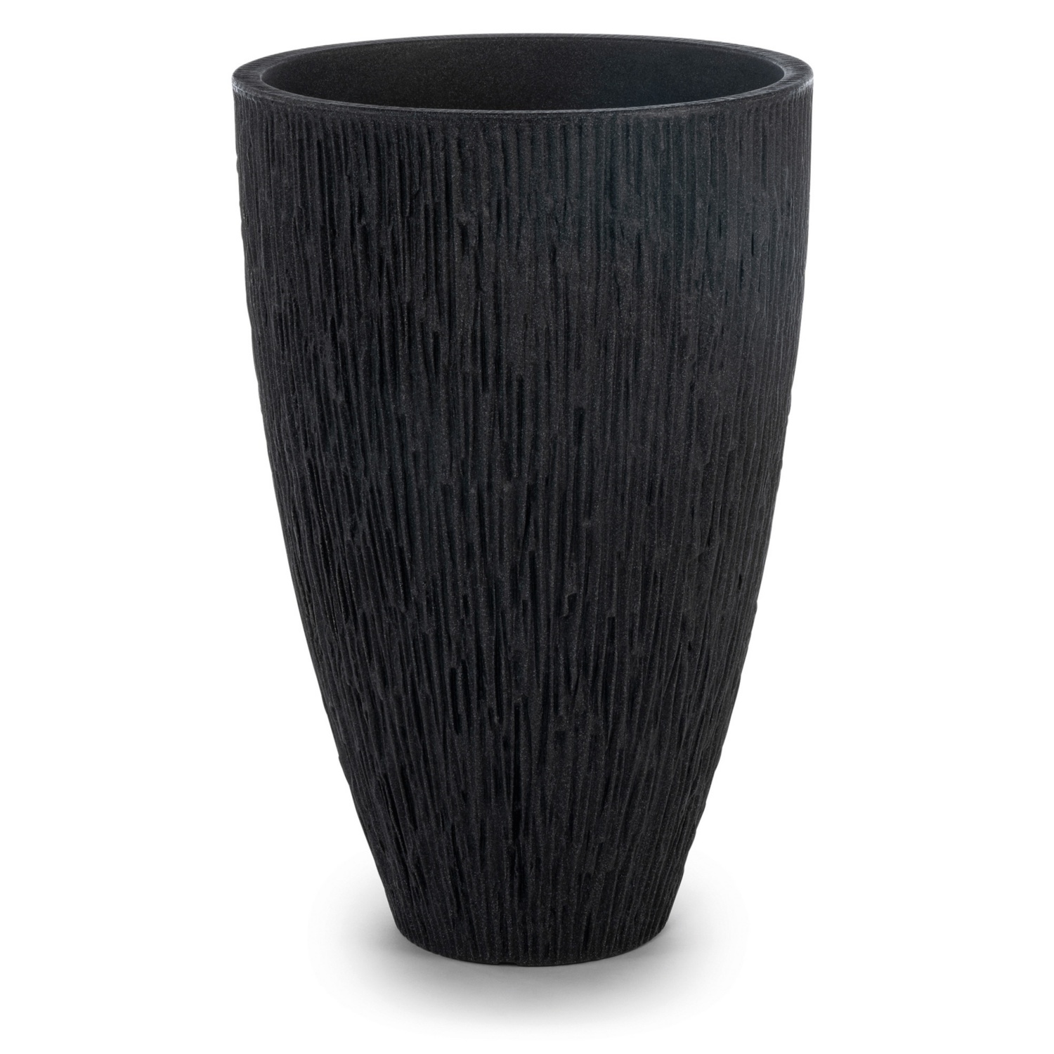 BELAVI Rillen-Pflanztopf groß, Lava/Rund, Anthrazit | HOFER