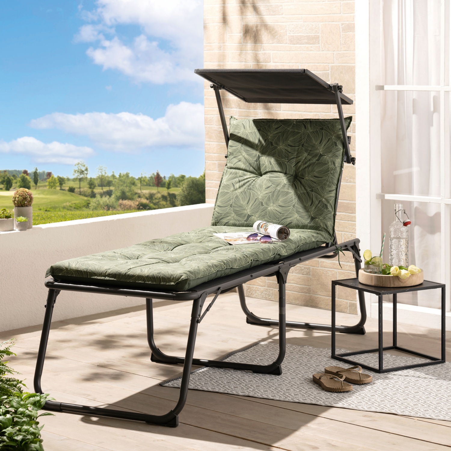 BELAVI Liegenauflage bedruckt, Blatt Print, Grün | HOFER