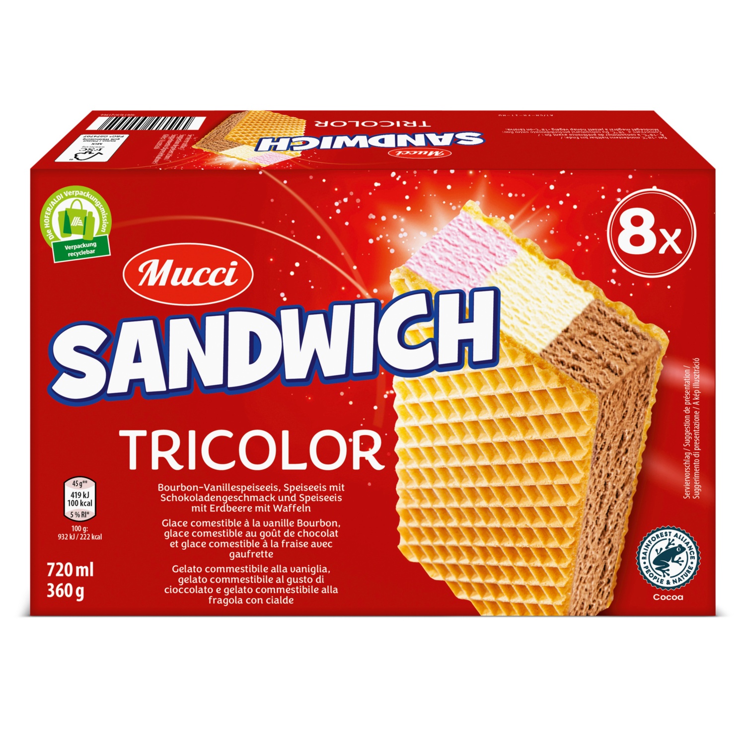MUCCI Eis-Sandwich, Tricolor | HOFER