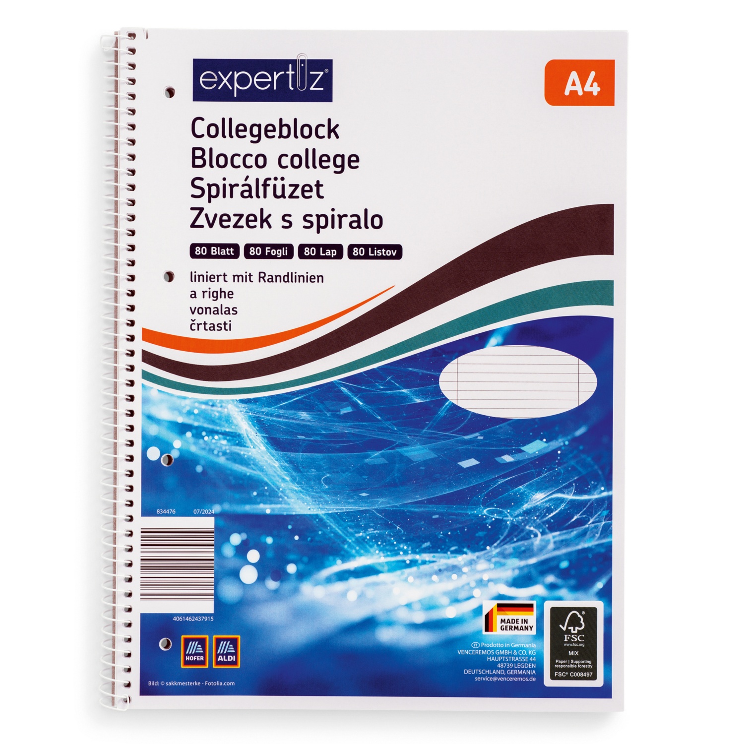 EXPERTIZ, Collegeblock A4 liniert, Klassisch Spira | HOFER