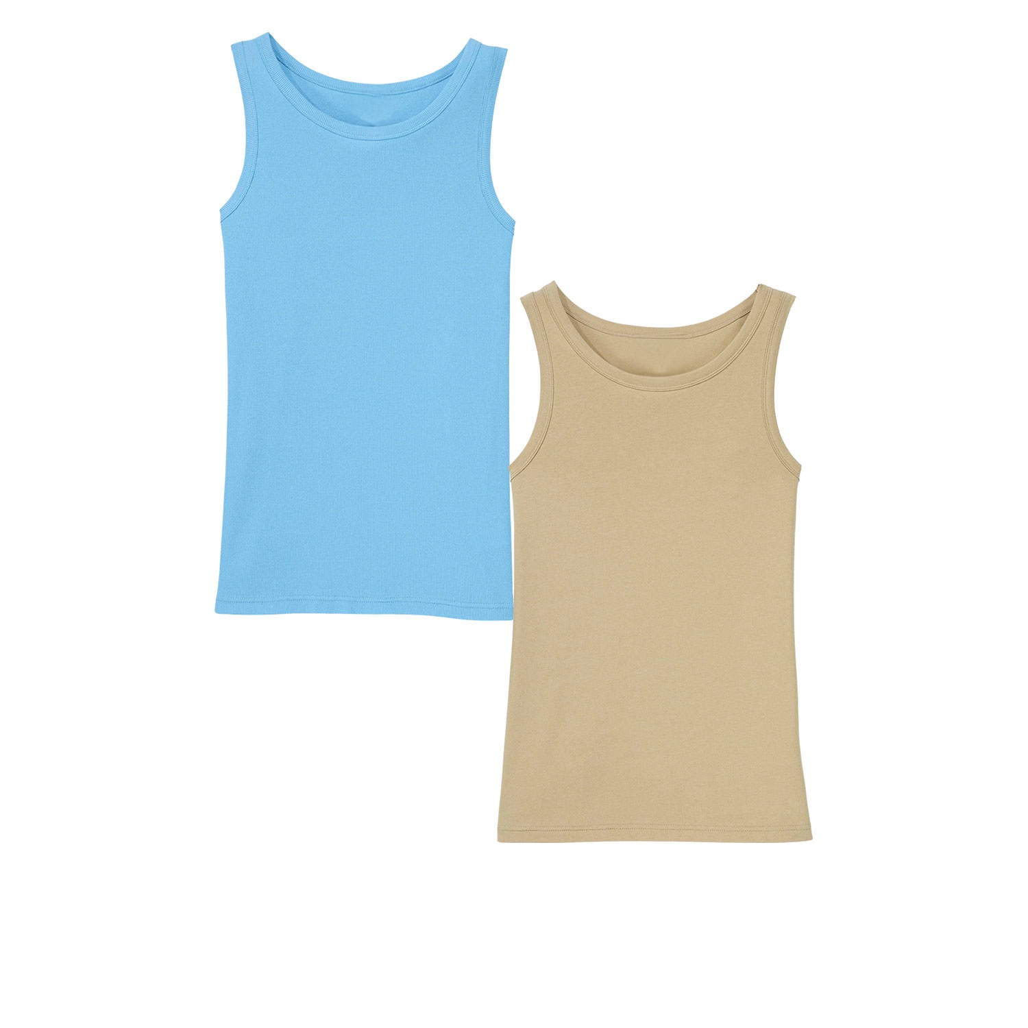 UP2FASHION WOMEN, D-Basic Tops, 2ER, türkis/ beige, S | ALDI SÜD