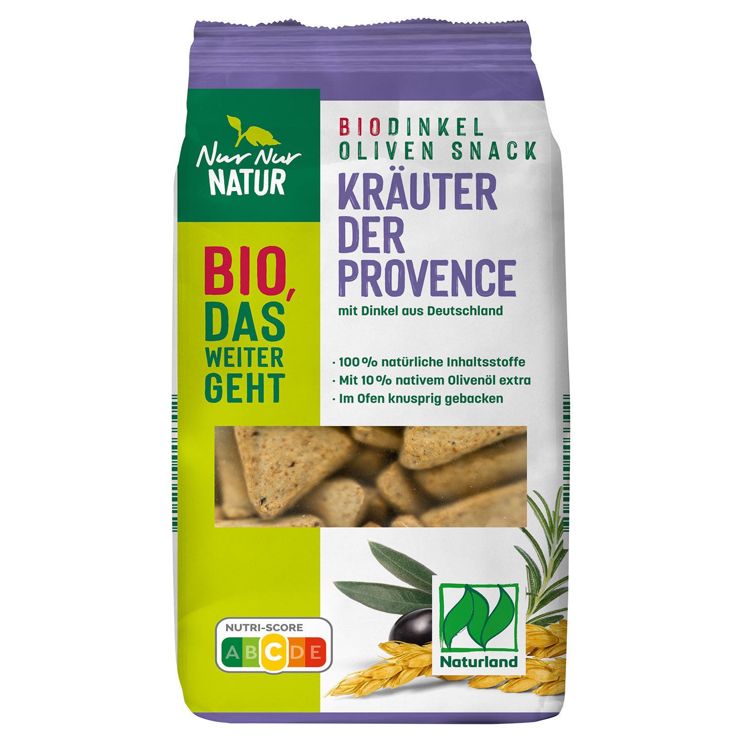 NUR NUR NATUR Bio-Dinkel-Oliven-Snack 150 g, Kräuter | ALDI SÜD