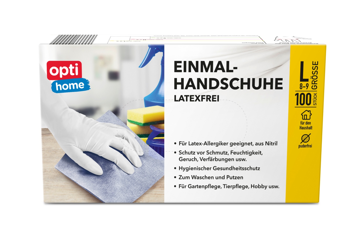 OPTI HOME Handschuhe Nitril 100 Stück, Weiß L | ALDI SÜD