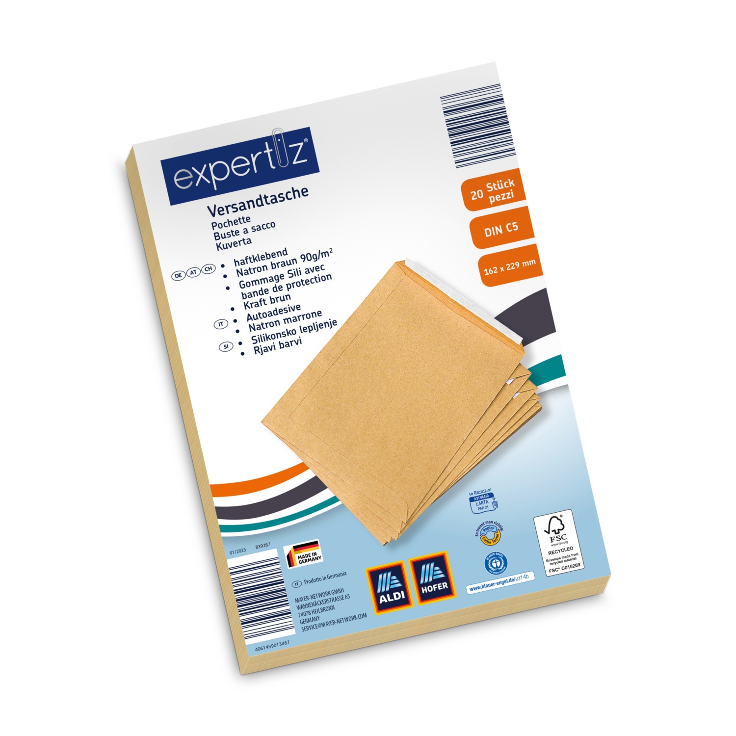 EXPERTIZ EXPERTIZ Versandtaschen, C5 162x229mm | HOFER