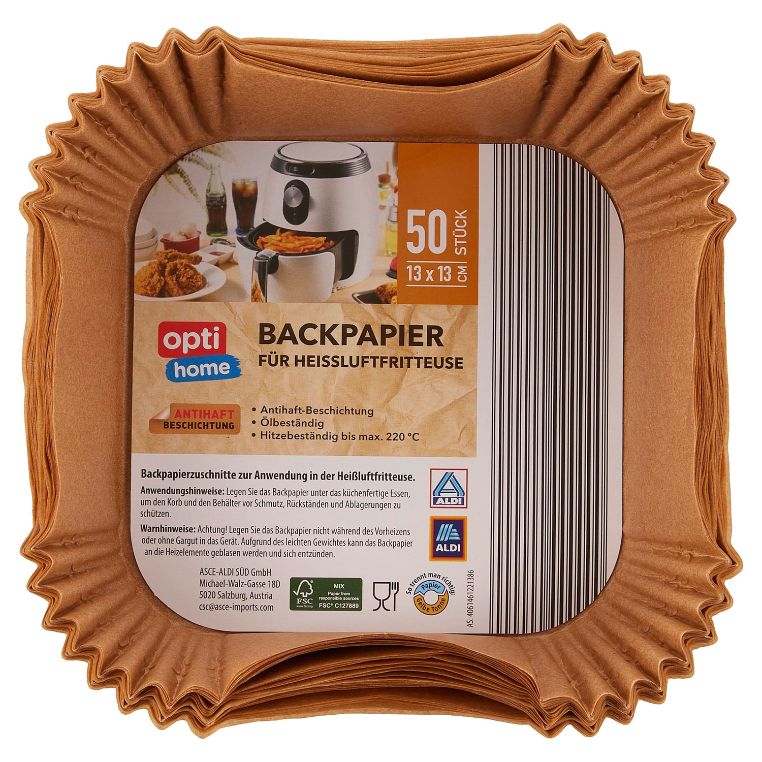 OPTI HOME Backpapier Heißluftfritteuse, Quadratisch 13 | ALDI SÜD