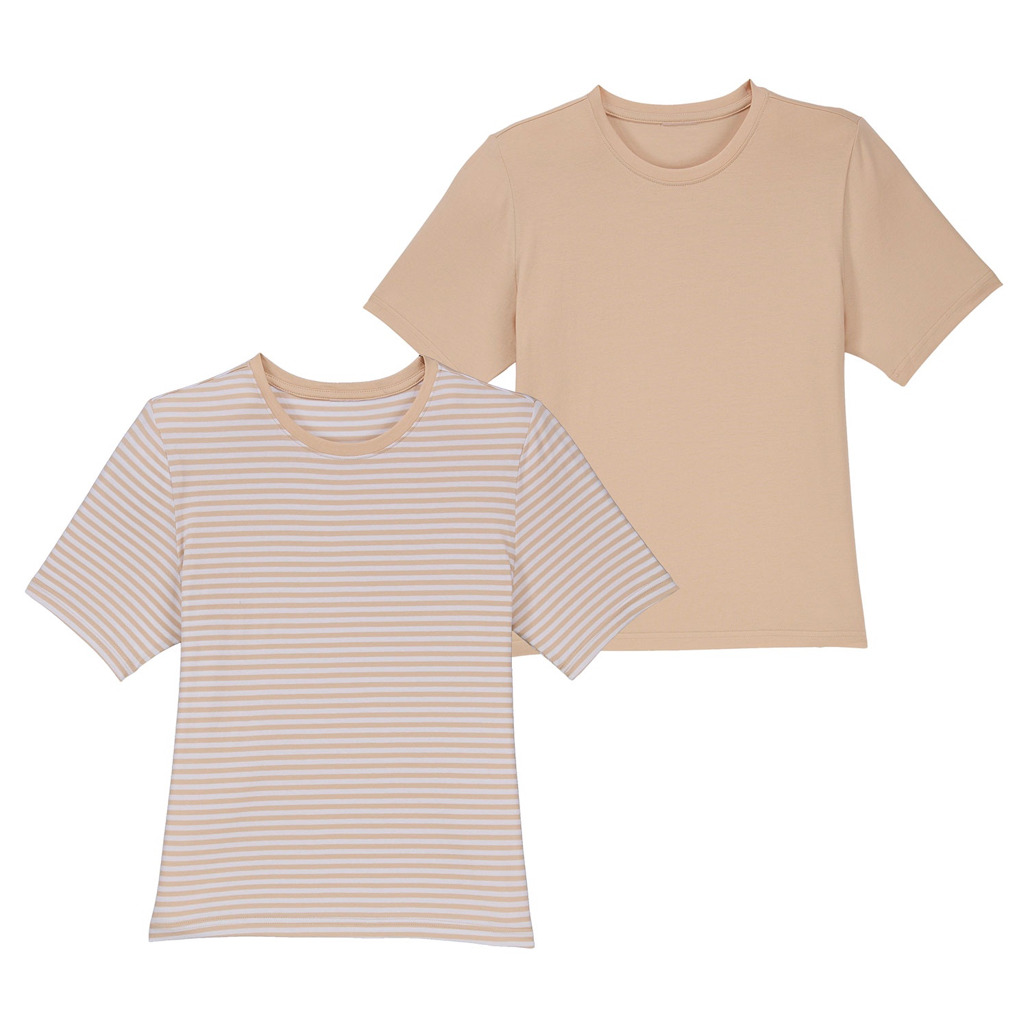 UP2FASHION BASICS Damen Basic T-Shirts, Beige/Streifen, S 36/38 | ALDI SÜD