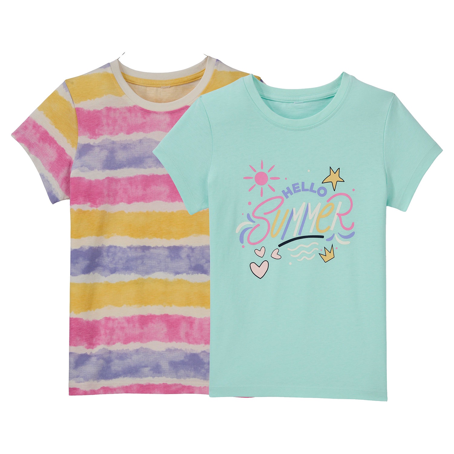 LILY & DAN K-KK Sommershirt 2er-Pack, Pink/Türkis, 134/140 | ALDI SÜD