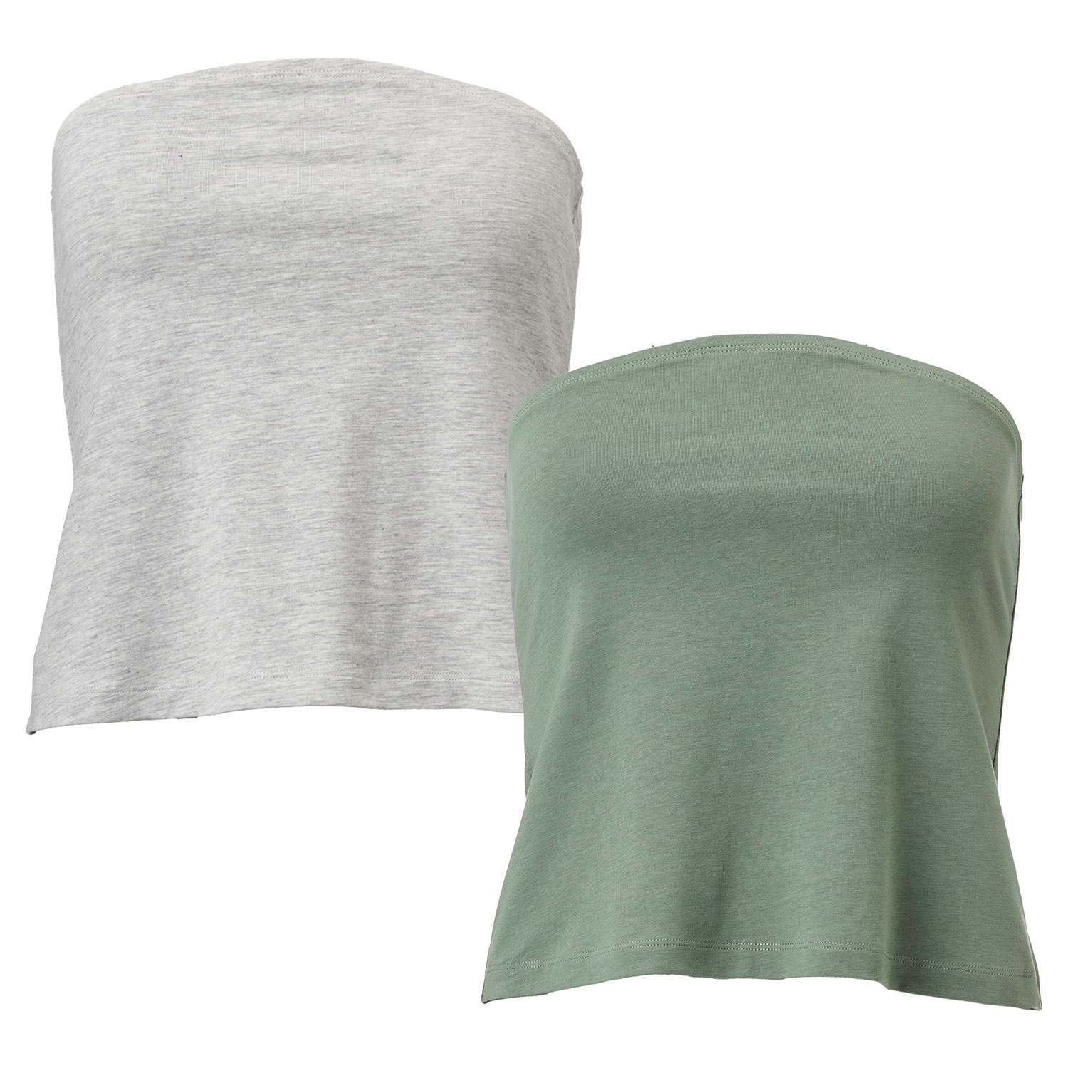 UP2FASHION BASICS Damen Bandeau Tops, 2er-Pack, grün/grau, L 44/46 ...