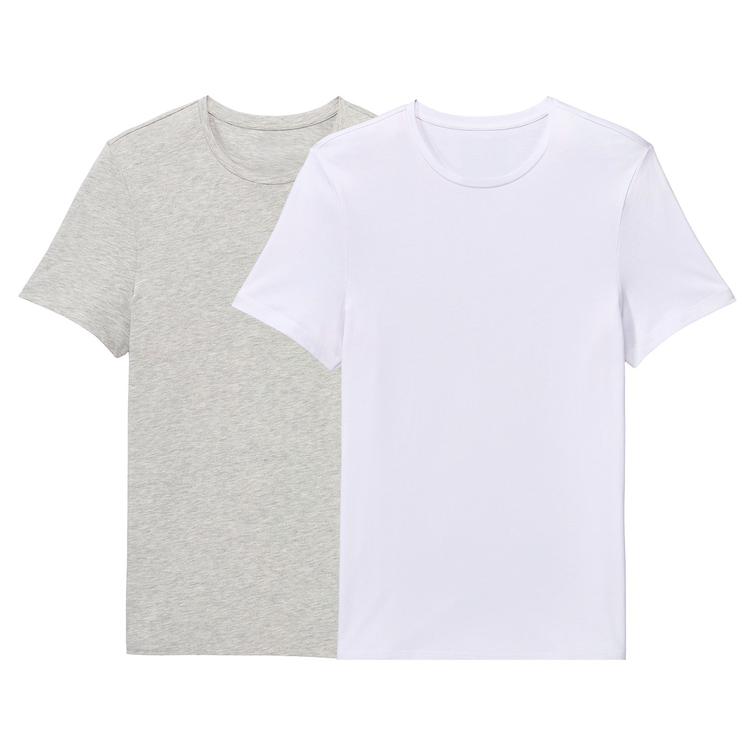 UP2FASHION BASICS H T-Shirt 2er-Pack, Weiß/Grau, Rundhals, XL | ALDI SÜD