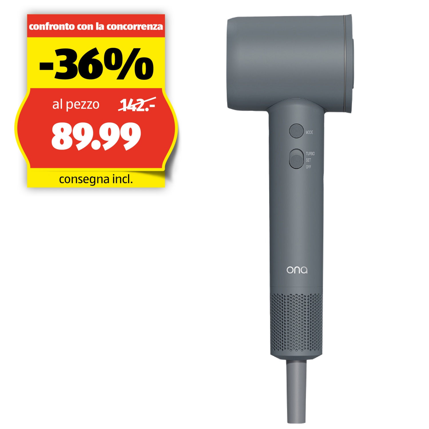 ONA Asciugacapelli high-speed Deluxe, grigio | ALDI SUISSE