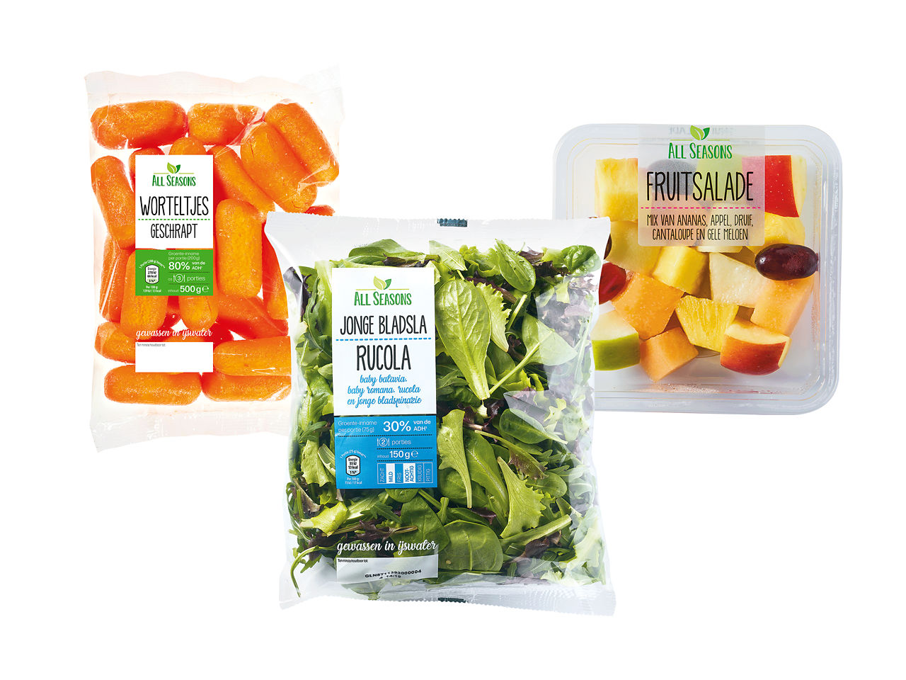 Vers gesneden groenten, fruit en sla