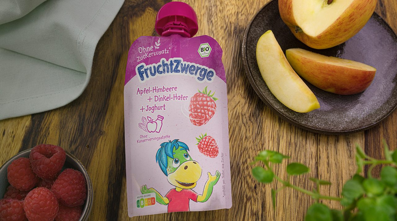 FruchtZwerge Quetschie für unterwegs: Apfel-Himbeere