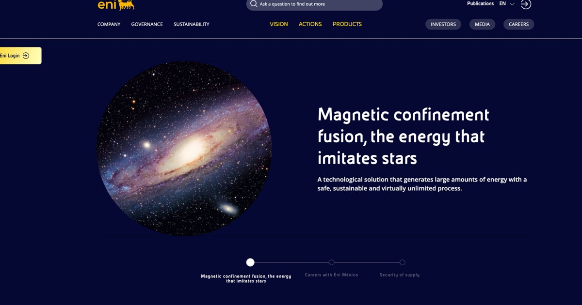 Eni launches new eni.com to talk about the world of energy and the ...