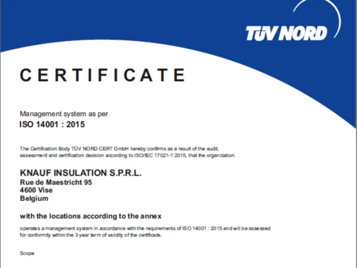 ISO certifikáty spoločnosti Knauf Insulation