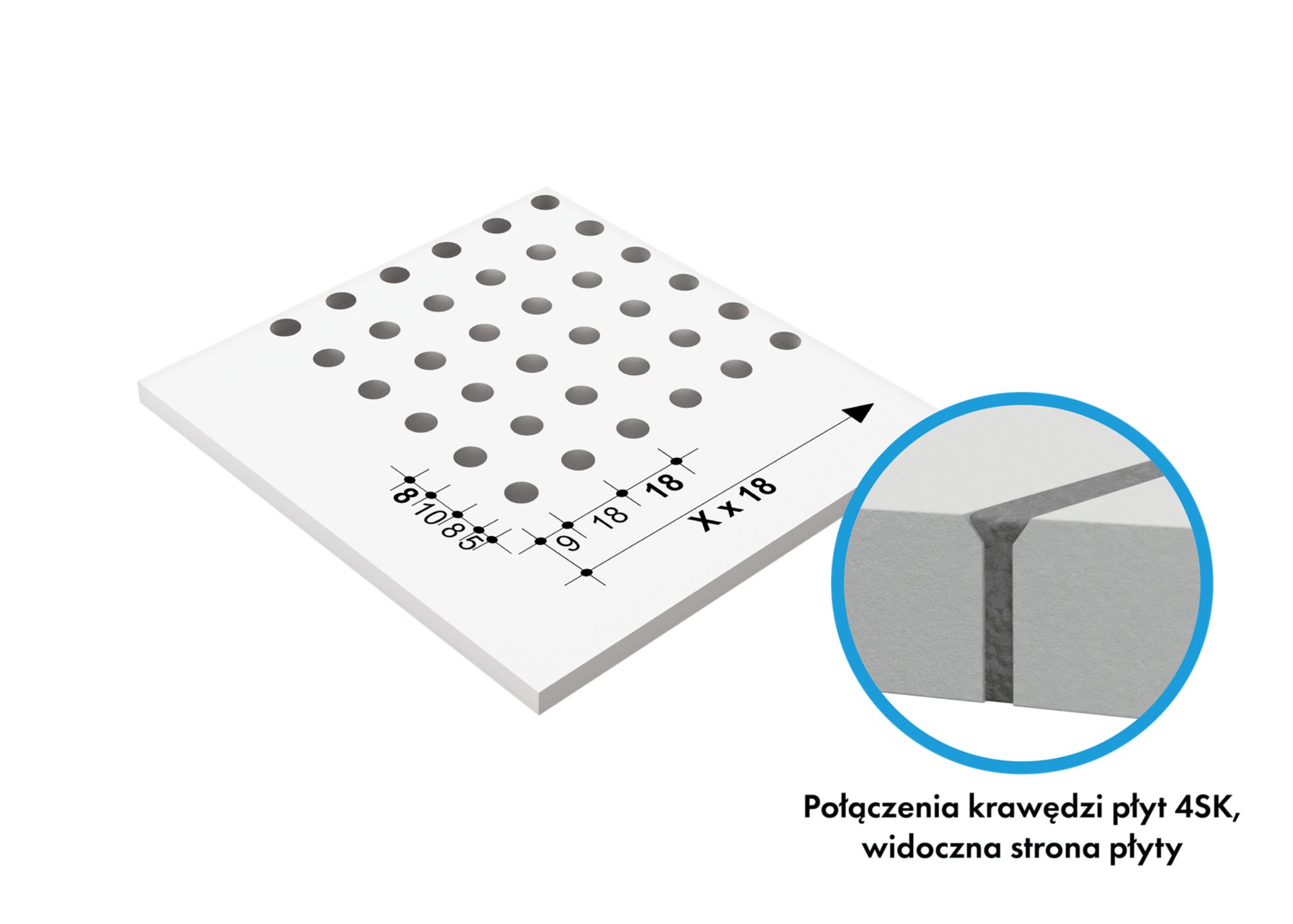 Knauf Płyta Cleaneo Akustik SK, perf. prosta okrągła 8/18 R