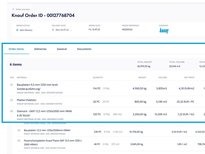 Complete transparency with Knauf Orders