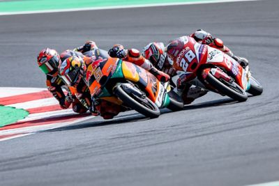 San Marino celebrations with Moto3™ and Moto2™ trophies for Masia and ...