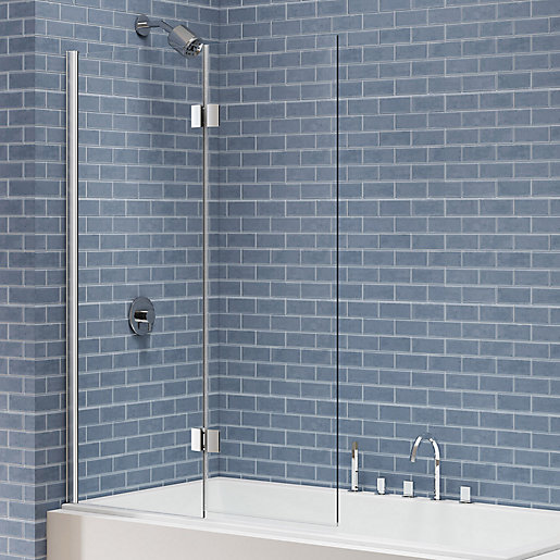 Nexa By Merlyn 8mm 2 Panel Square Hinged Bath Screen - 1500 x 900mm | Wickes.co.uk