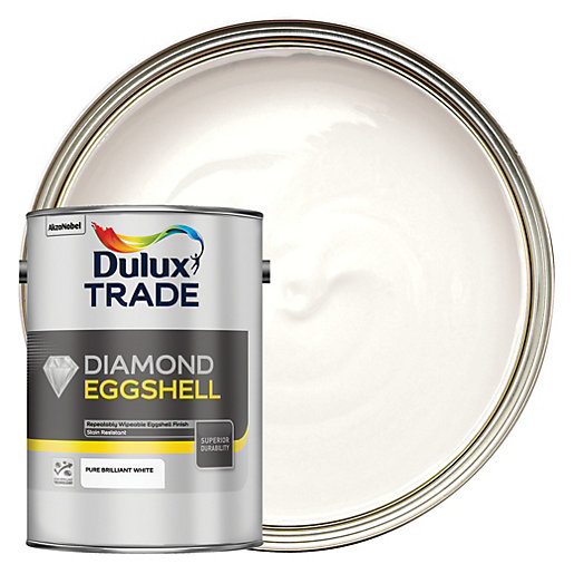 Dulux Trade Diamond Eggshell Emulsion Paint - Pure Brilliant White - 5L ...