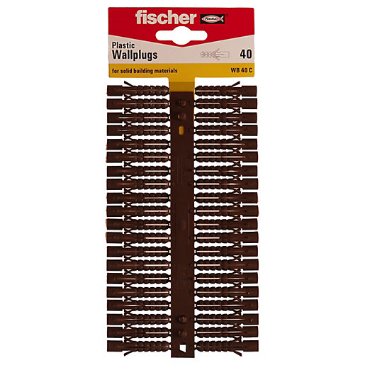Fischer Brown Plastic Wall Plugs - 7mm Pack Of 40 | Wickes.co.uk